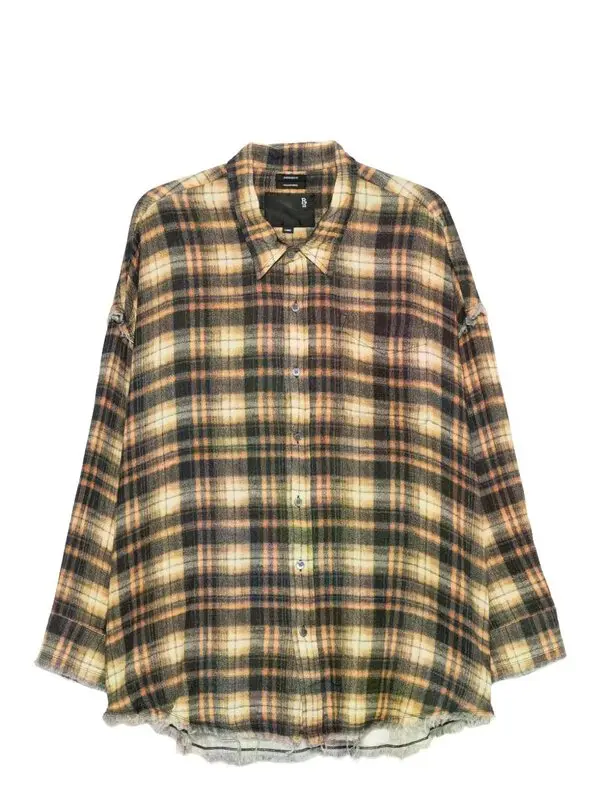 R13 Frayed Hem Plaid Shirt - Neutrals