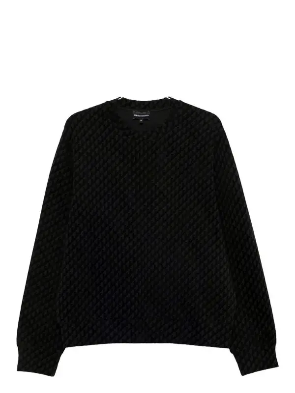 Emporio Armani Monogram-pattern Crew Neck Sweater - Black