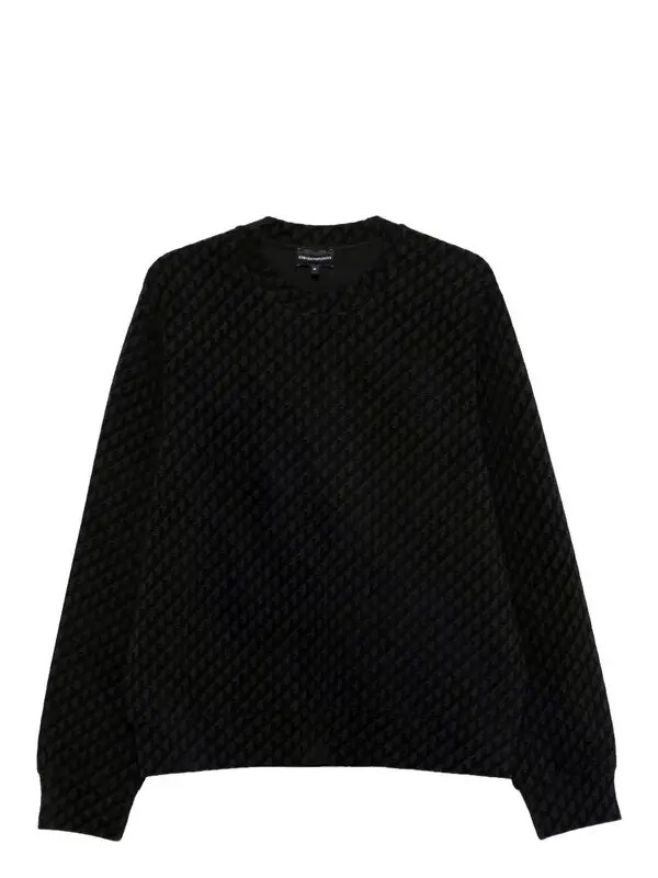 Emporio Armani Monogram-pattern Crew Neck Sweater - Black