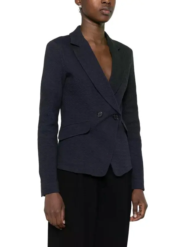 Emporio Armani Double-breasted Textured Jacket - Blue