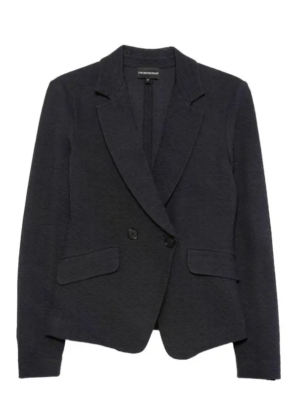 Emporio Armani Double-breasted Textured Jacket - Blue