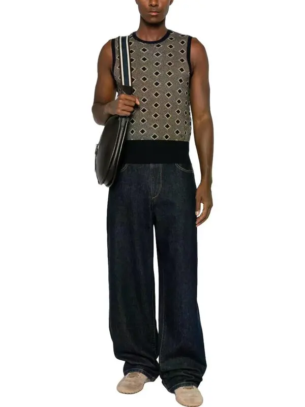 Emporio Armani Sleeveless Diamond-patterned Vest - Neutrals