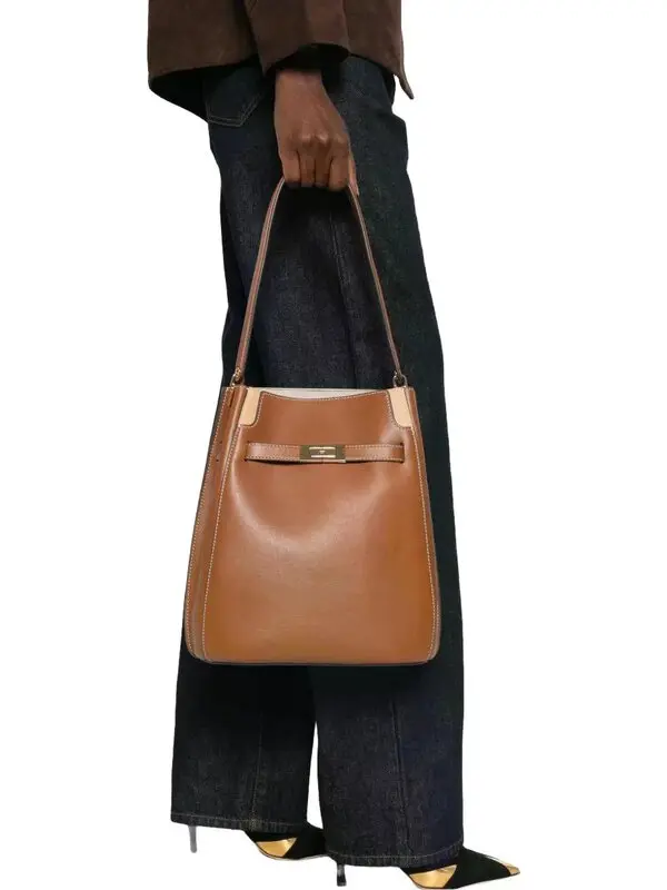 Tory Burch Lee Radziwill Leather Bucket Bag - Brown