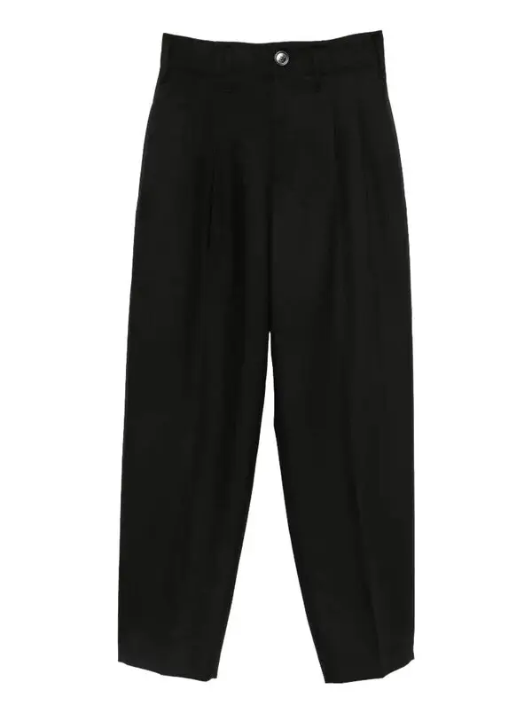 AMI Paris Pleated Straight-leg Trousers - Black
