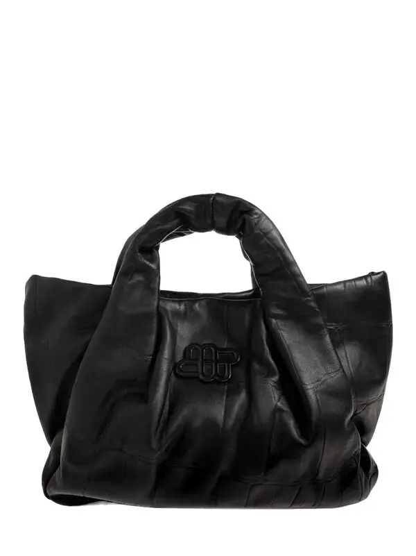 Munthe Leather Croc-effect Tote Bag - Black