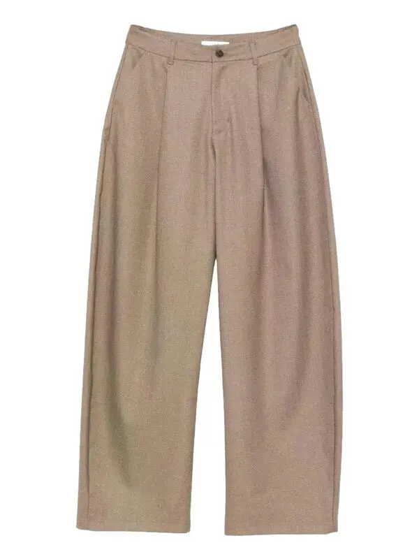 ELEH Pleated Wide-leg Trousers - Brown