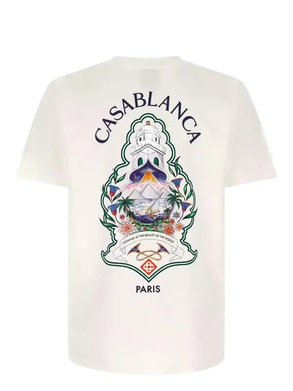 Casablanca Hotel Emblem Print T-shirt - Neutrals