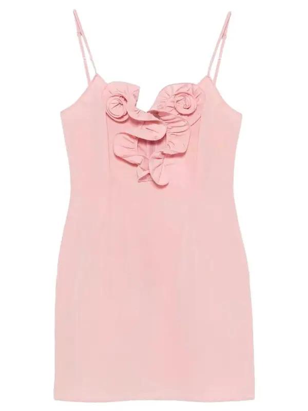 Magda Butrym Mini Ruffled Floral-appliqué Dress - Pink