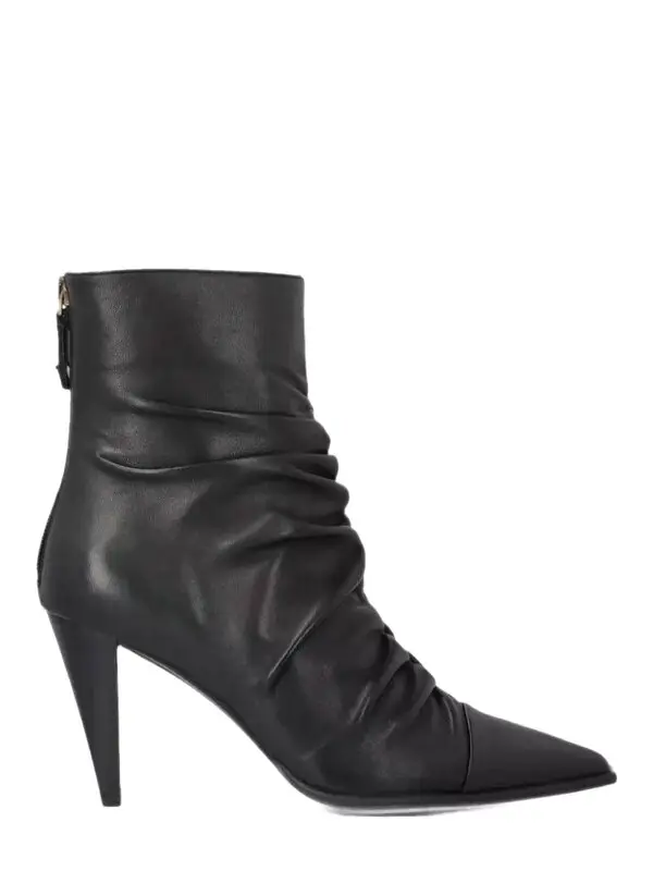 Pinko Ruched Pointed-toe Ankle Boots - Black