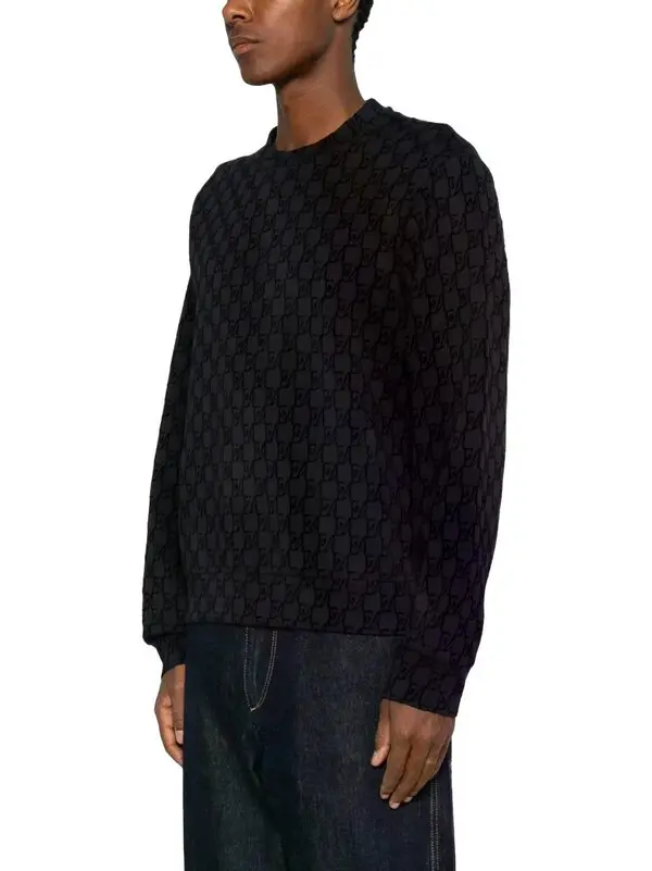 Emporio Armani Monogram Pattern Long-sleeve Sweater - Black