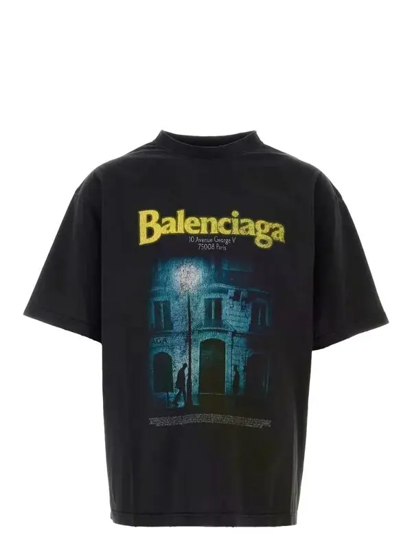 Balenciaga The Address Medium-fit T-shirt In Washed - Black