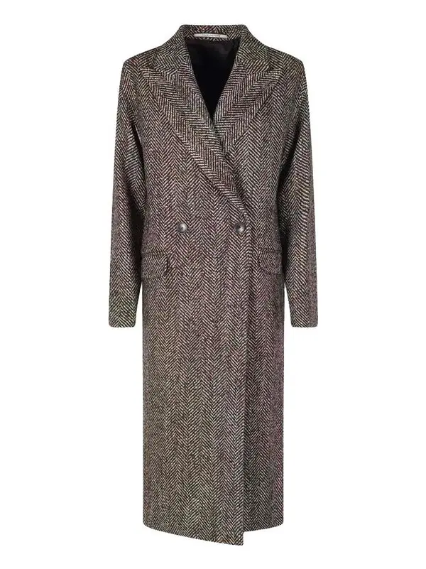 Tagliatore Linden Herringbone Pattern Double-breasted Coat - Brown