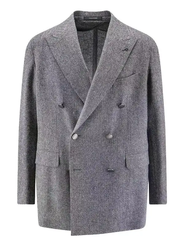 Tagliatore Double-breasted Herringbone Blazer - Grey