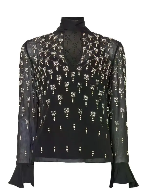 TEMPERLEY LONDON Crystal Embellished Pussy-bow Blouse - Black