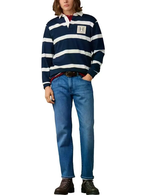 HACKETT LONDON Striped Long-sleeve Rugby Shirt - Blue