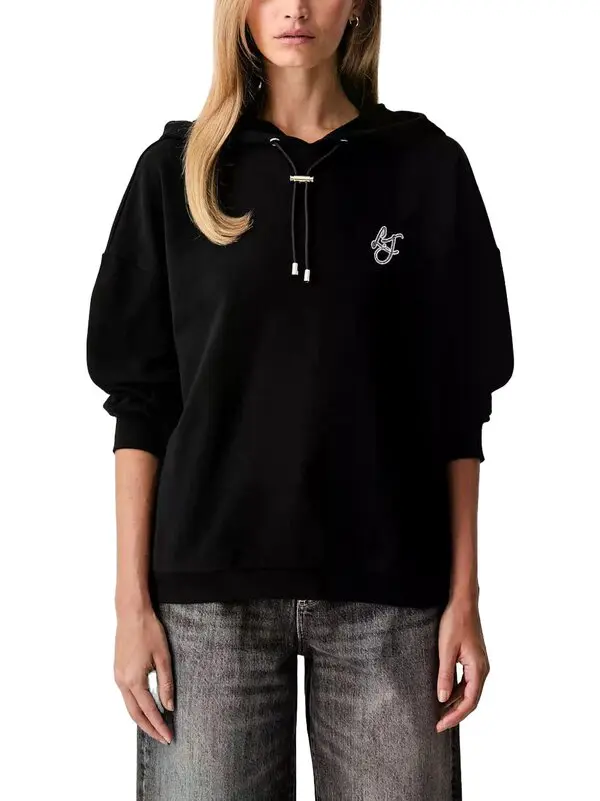 Liu Jo Jersey Hooded Sweatshirt With Gold-tone Hardware - Black