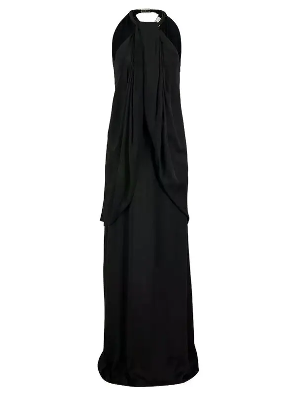 Stella McCartney Satin Draped Halterneck Gown - Black