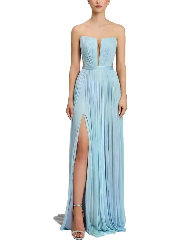 CRISTALLINI Seréna Pleated Maxi Dress - Blue