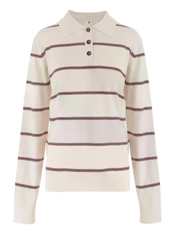 THE GARMENT Striped Long-sleeve Polo Shirt - Neutrals