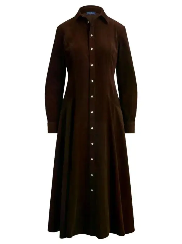 Polo Ralph Lauren Tyler Corduroy Shirt Midi Dress - Brown
