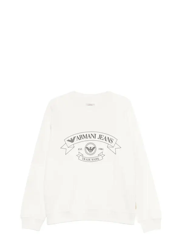 Emporio Armani Logo Print Raglan Sleeve Sweatshirt - White