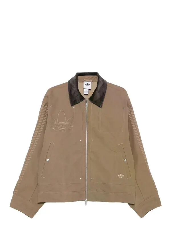 Adidas Embroidered Corduroy Collar Jacket - Neutrals