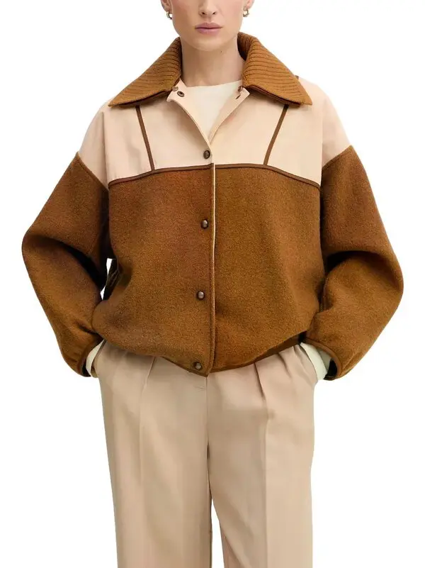 SESSUN Panelled Ribbed-collar Bomber Jacket - Brown