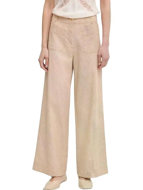 SESSUN Manhatti Striped Wide-leg Trousers - Neutrals