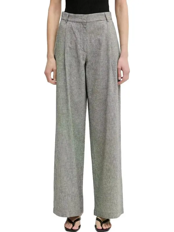 SESSUN Houndstooth Pattern Wide-leg Trousers - White