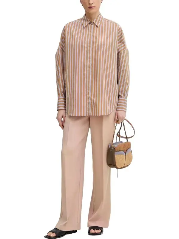 SESSUN Armando Striped Tie-cuff Shirt - Orange