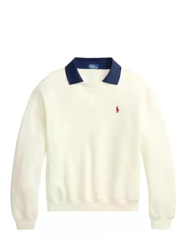 Polo Ralph Lauren Logo-embroidered Contrast-collar Sweater - White