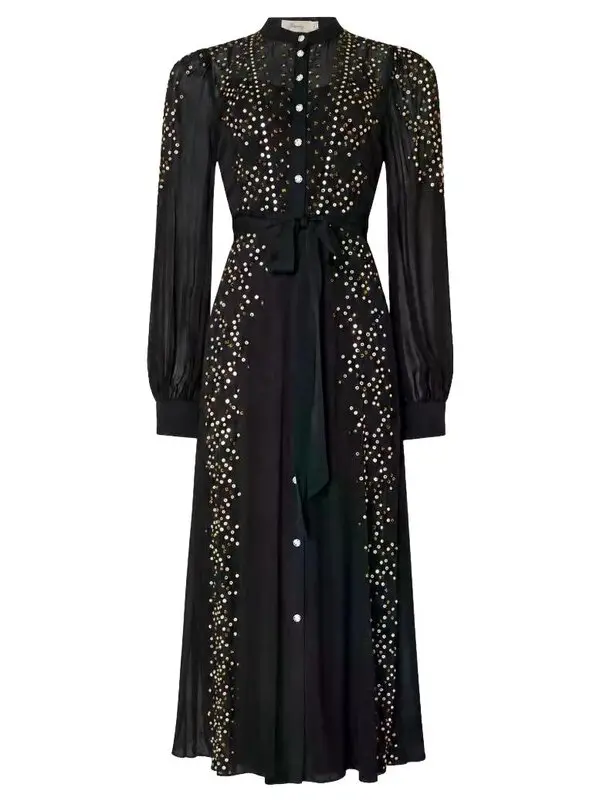 TEMPERLEY LONDON Oberon Sequin Embellished Midi Shirt Dress - Black
