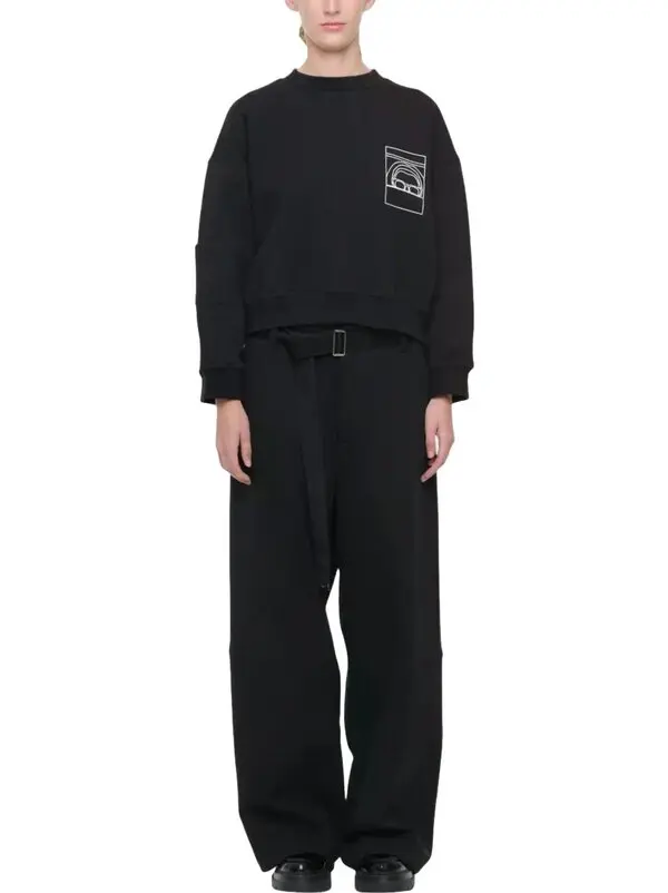Plan C Belted Wide-leg Trousers - Black