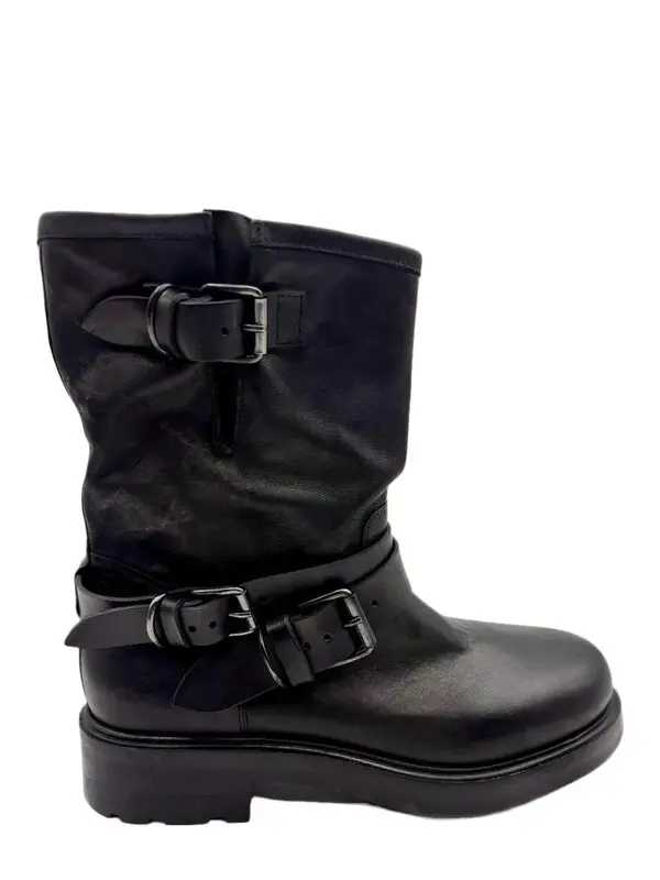 STRATEGIA SHOES Buckle-detail Leather Boots - Black