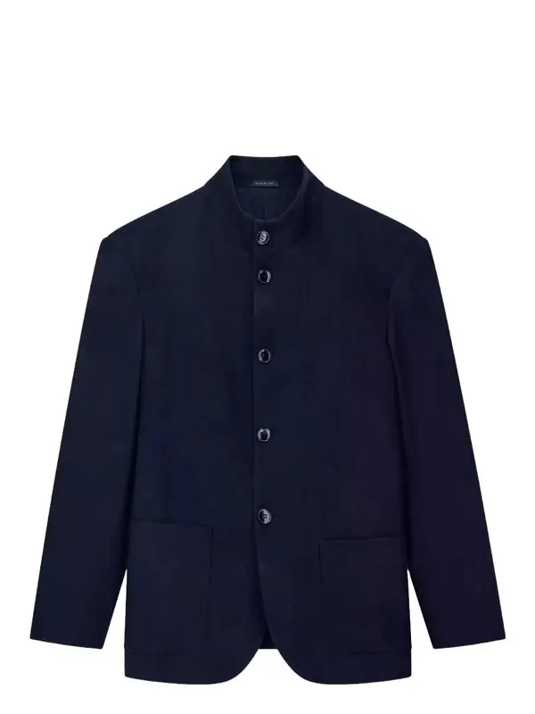 Giorgio Armani Mandarin-collar Wool Blazer - Blue