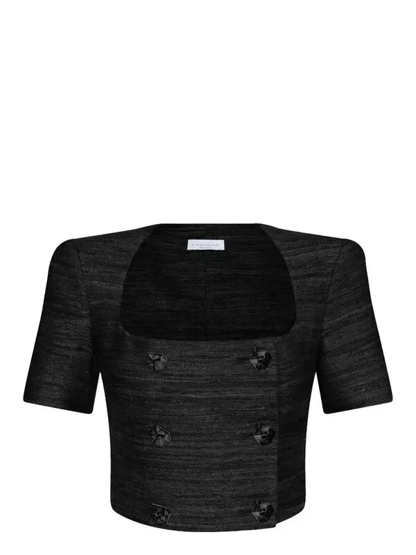 VIOLANTE NESSI Vittoria Double-breasted Cropped Top - Black