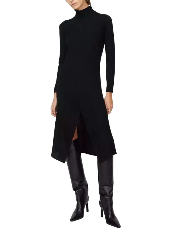 VIOLANTE NESSI Ribbed-knit Front-slit Dress - Black