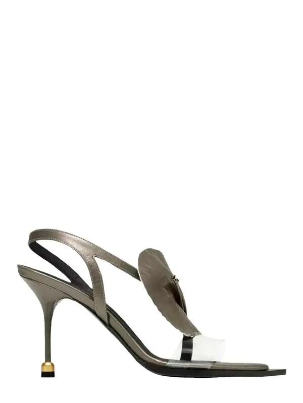 VANDA NOVAK Gloria Ruffled Slingback Sandals - Grey