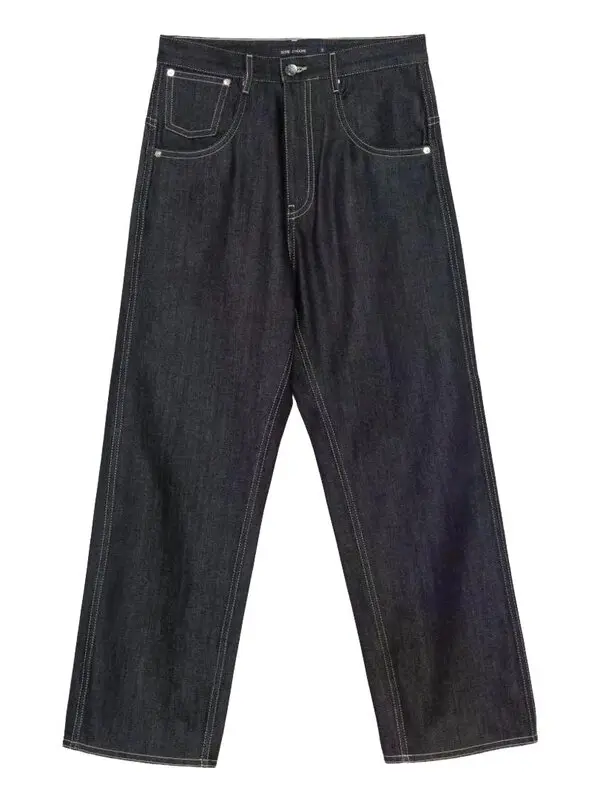 Sofie D'hoore Contrast Stitch Wide Leg Jeans - Blue