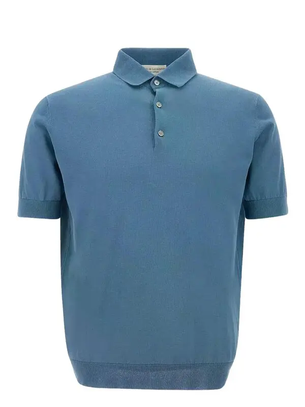 FILIPPO DE LAURENTIIS Cotton Crepe Polo Shirt - Blue