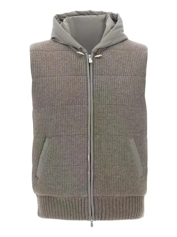 GRAN SASSO Quilted Hooded Gilet - Grey