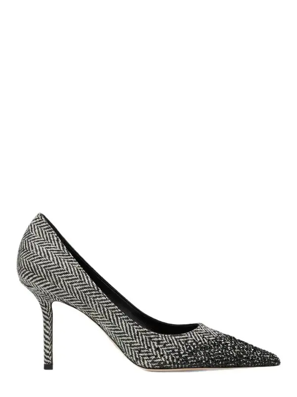 JIMMY CHOO Love 85 Pumps In Herringbone With Crystal Embellishment - Grey