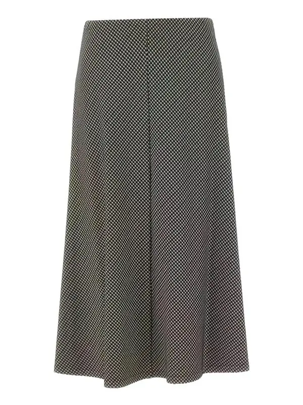 ELENA MIRÒ Check Pattern Flared Midi Skirt - Black
