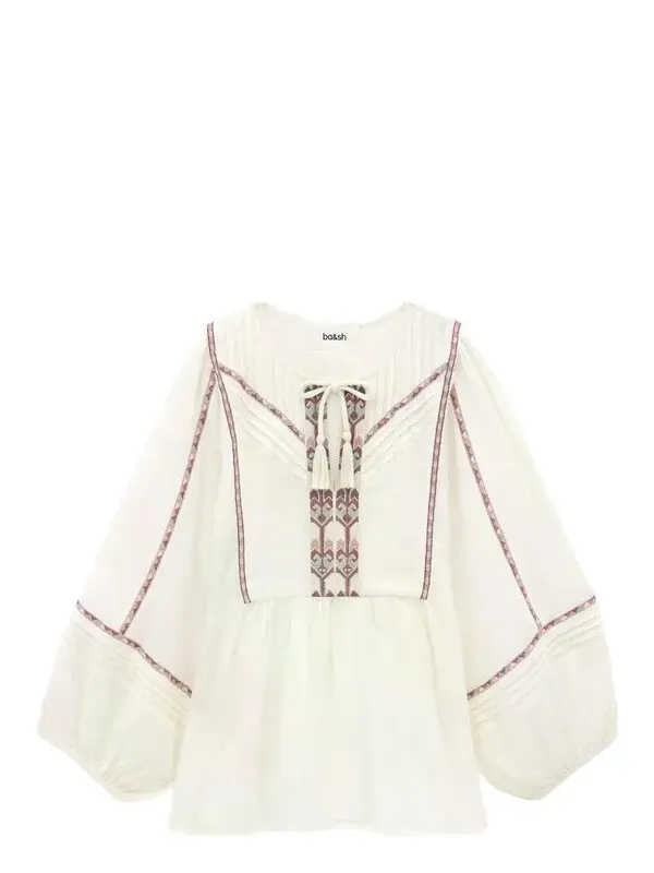 Ba&sh Embroidered Tassel-detail Blouse - White