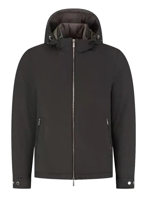 MOORER Dark Hooded Padded Jacket - Brown