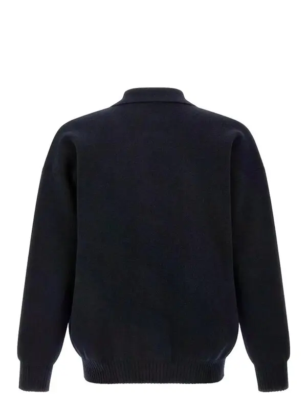 ROBERTO COLLINA Half-zip Chest Pocket Wool Polo - Blue