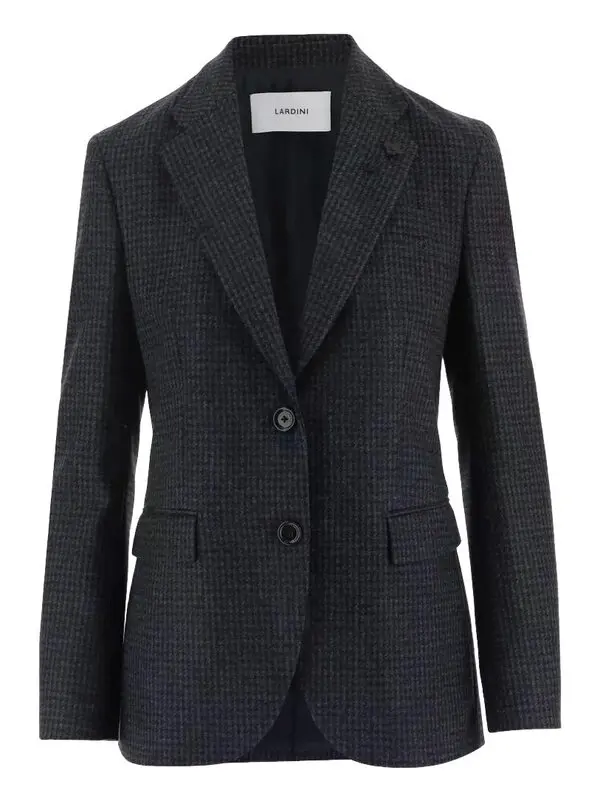 LARDINI Houndstooth Pattern Single-breasted Blazer - Black