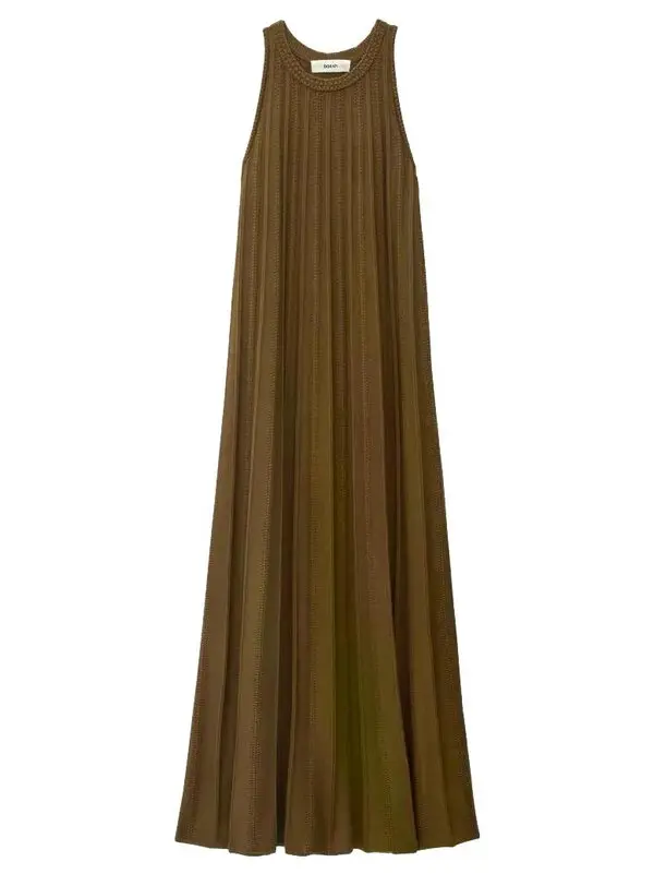 Ba&sh Sinte" Ribbed-knit Maxi Dress With Pointelle Trim - Brown