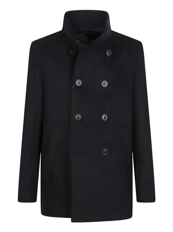 Herno Double-breasted High-neck Coat - Blue