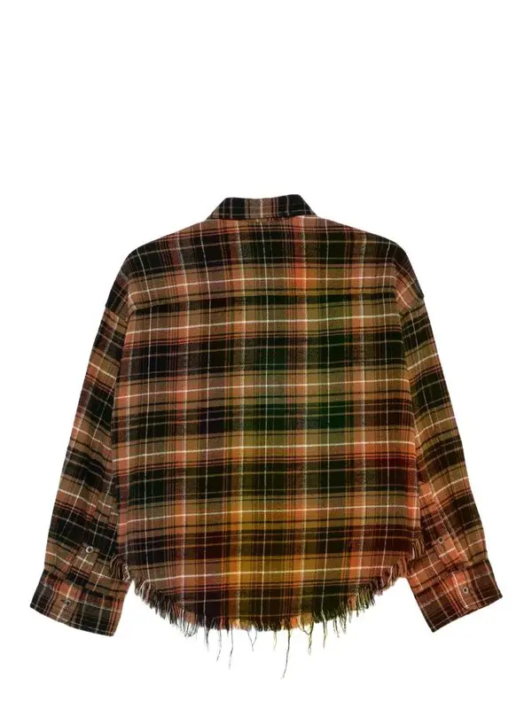 R13 Plaid Frayed Hem Shirt - Brown